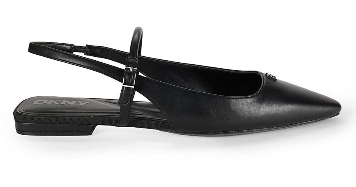 DKNY Cairo Point Toe Flat Pumps in Black | Lyst