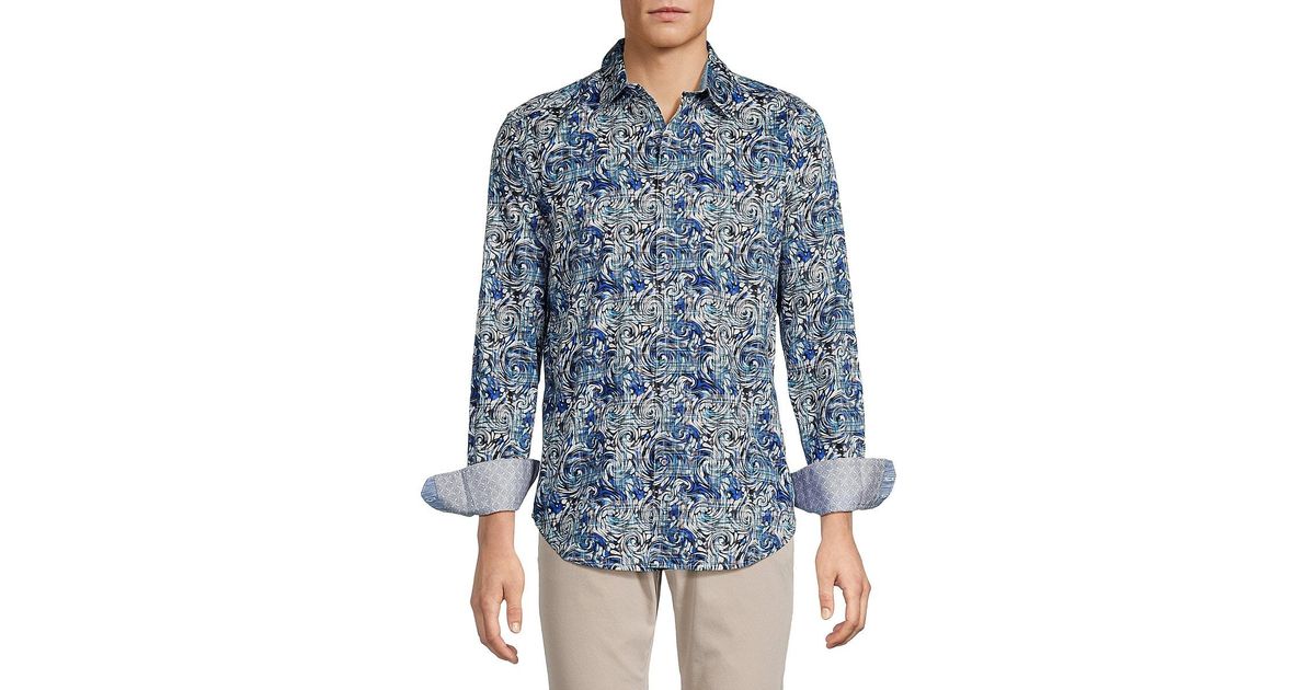 Robert Graham Zeth Classic Cotton Button-Down Shirt in Blue for Men ...