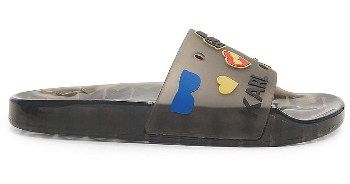 Karl Lagerfeld Thea Logo Pool Slides in Blue | Lyst