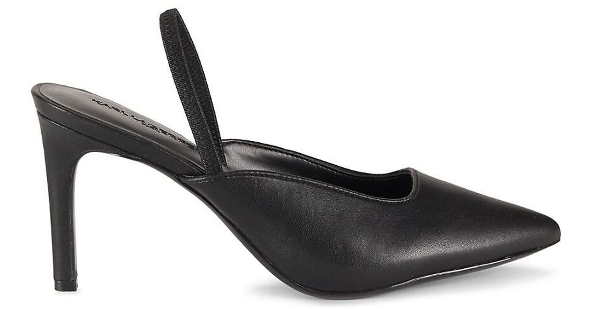 Karl Lagerfeld Grier 89Mm Stiletto Heel Slingback Pumps in Black | Lyst
