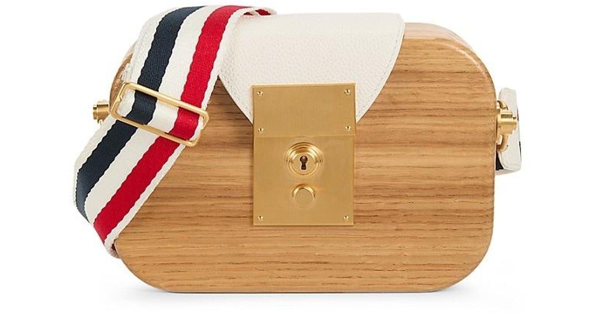 Thom Browne Logo Wood Box Clutch in Natural | Lyst