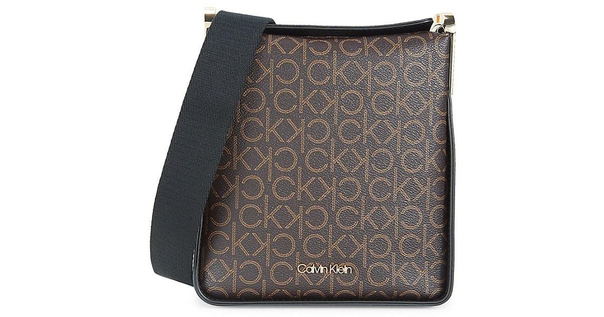 Calvin Klein Small Fay Logo Crossbody Bag in Gray | Lyst
