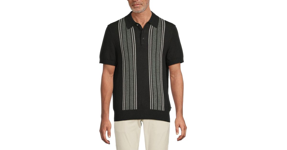 Ben Sherman 'Mod Stripe Sweater Polo in Black for Men | Lyst