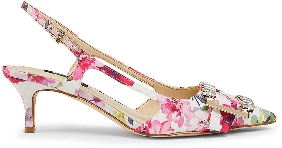 Nine West Neeri 50Mm Floral Print Pumps in Pink | Lyst