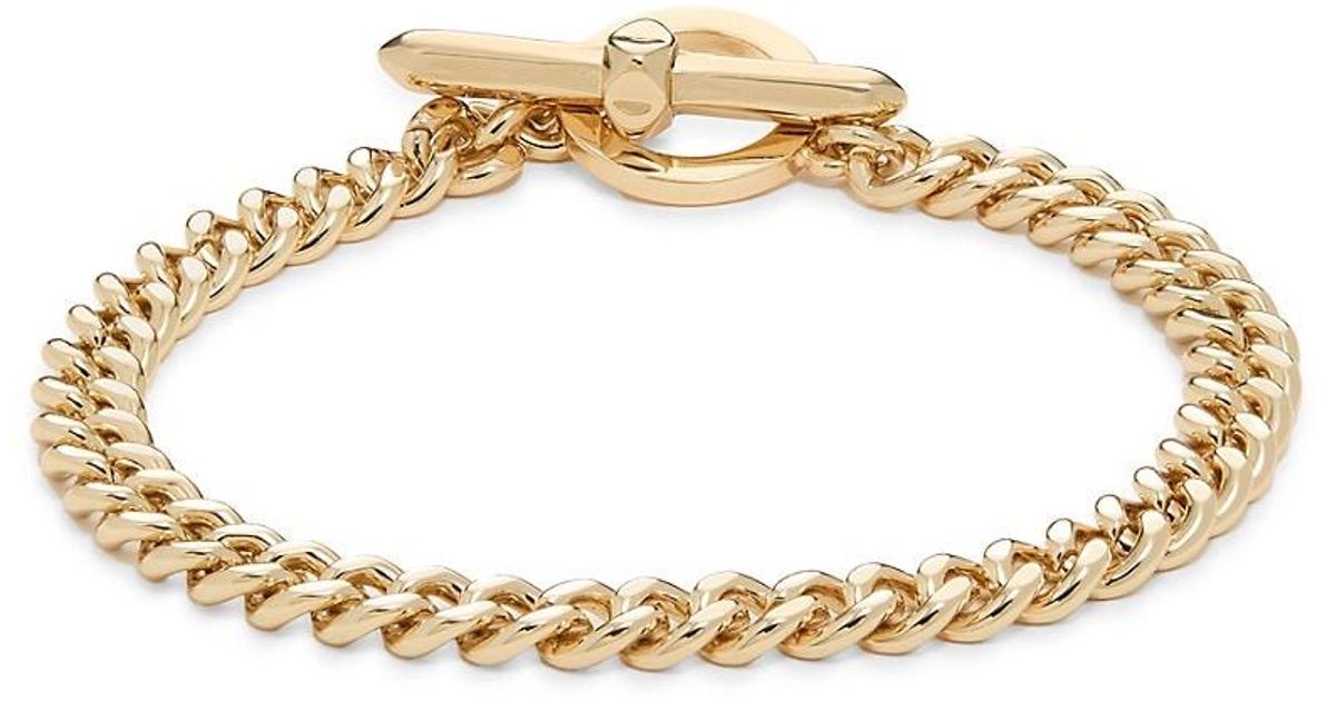 AllSaints Goldtone Curb Chain Bracelet in Metallic | Lyst