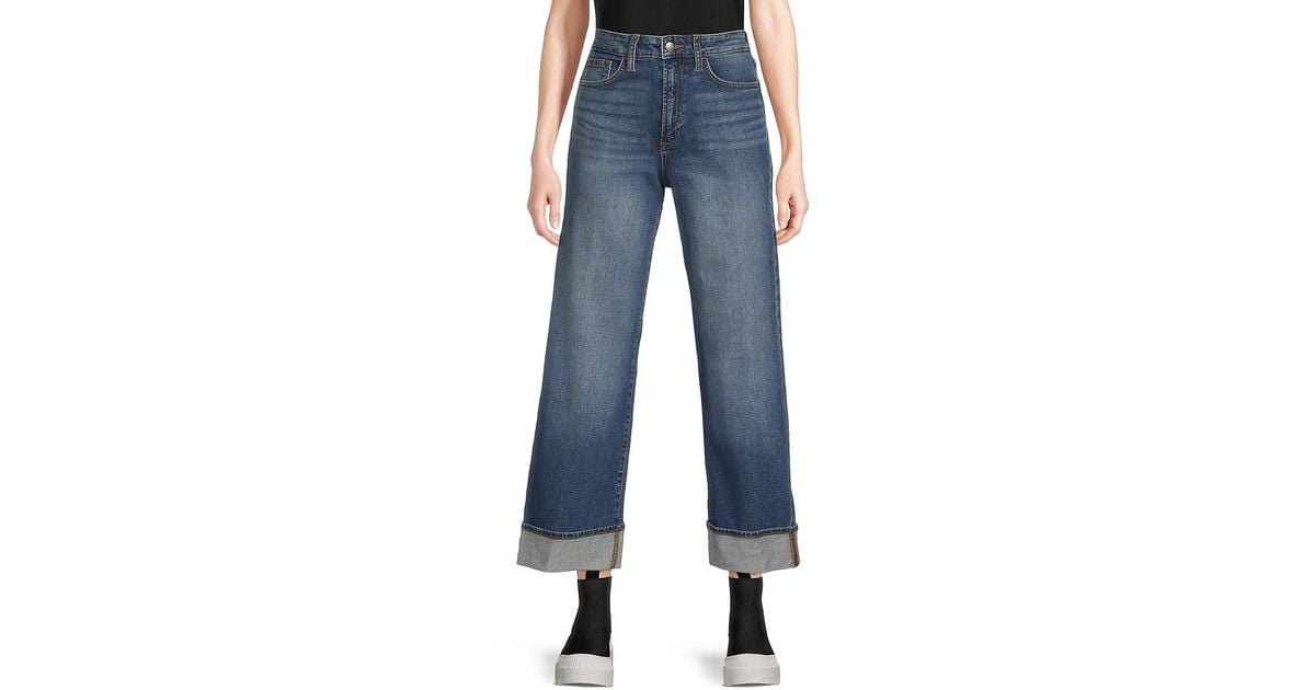Joe's Jeans Wide-Leg Cuffed Jeans in Blue | Lyst