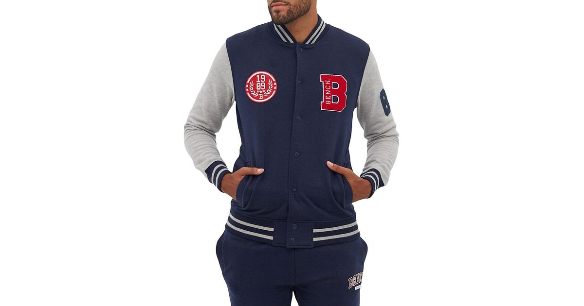 Bench Graphic Varsity Jacket in Blue for Men | Lyst