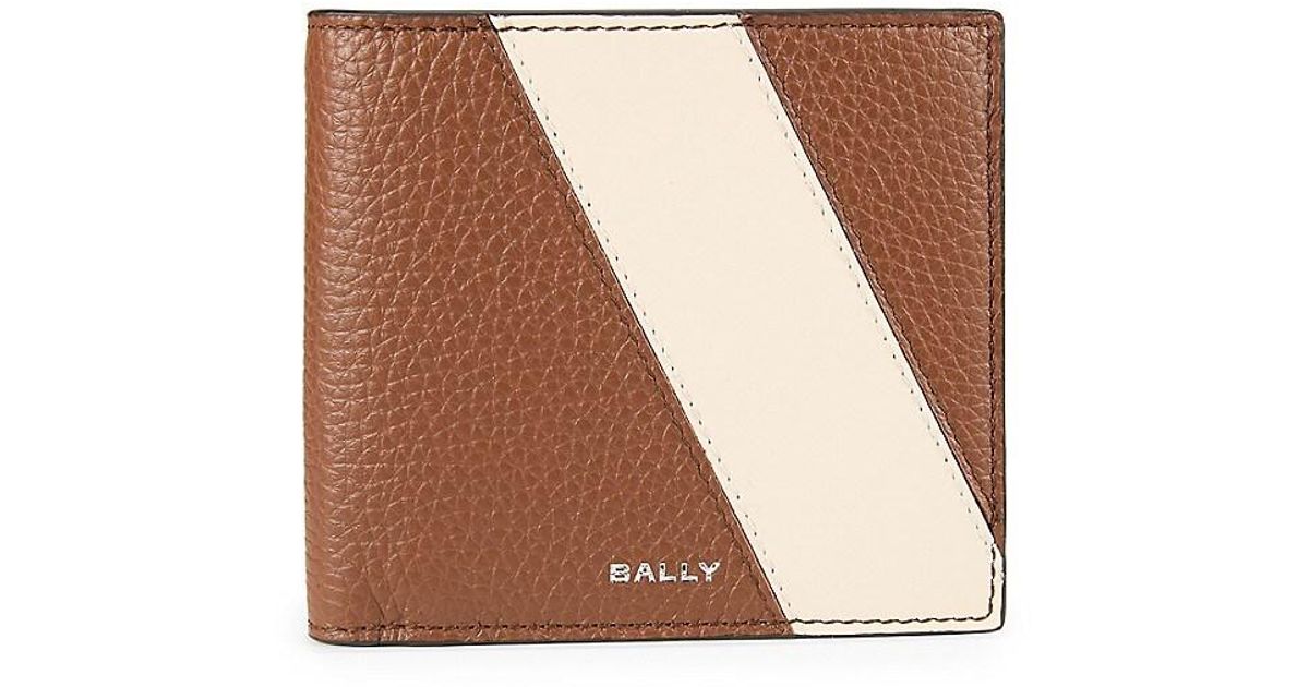 Bally Taurus Contrast Stripe Leather Bifold Wallet in White for Men | Lyst