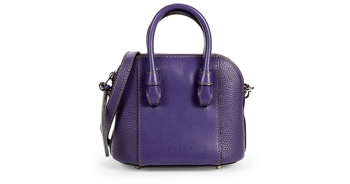 Furla Leather Mini Top Handle Bag in Blue | Lyst