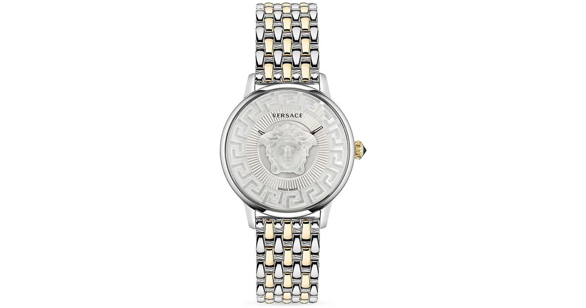 Versace Medusa Alchemy Two-Tone Stainless Steel Watch in White | Lyst
