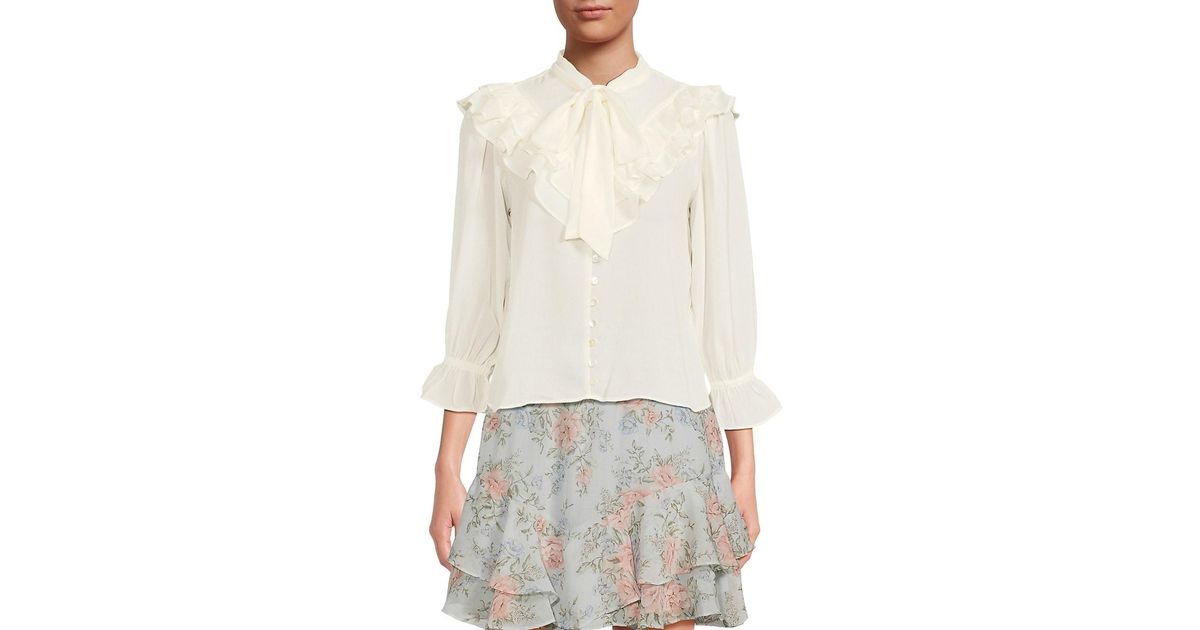 Walter Baker Davina Ruffle-Trim Top in White | Lyst UK