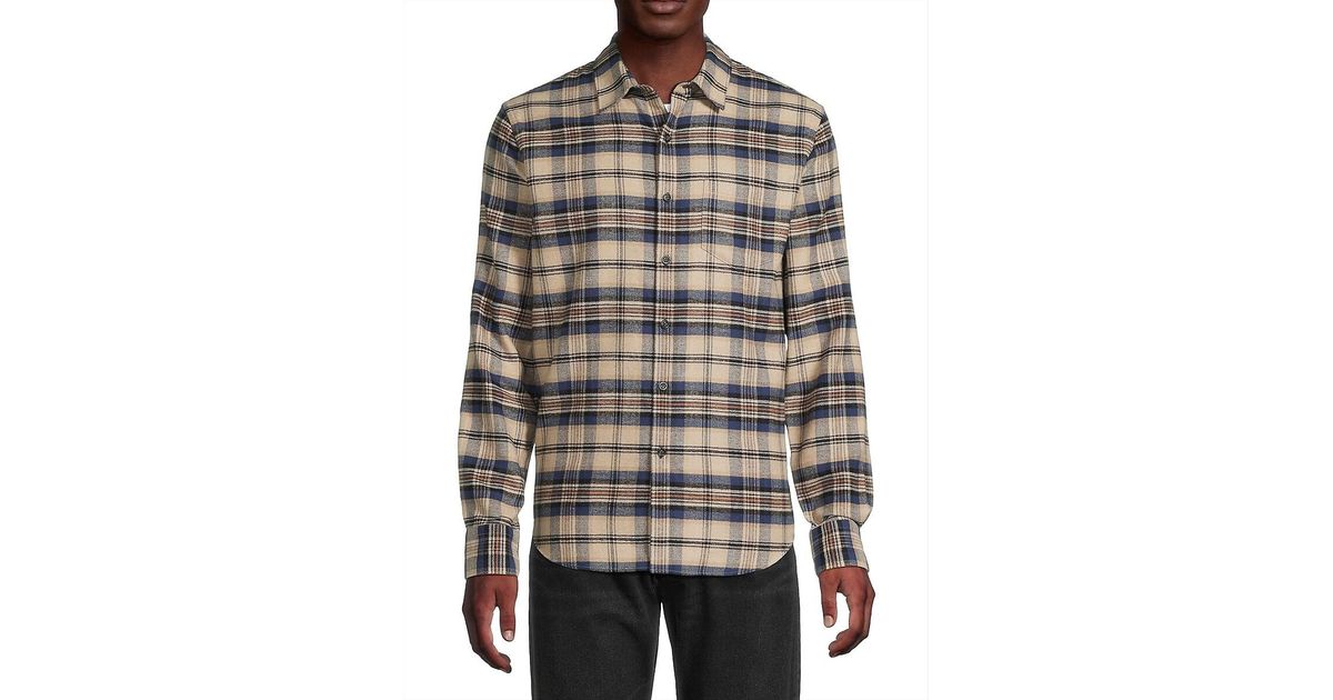 Vince Hasley Plaid Button-Front Shirt in Gray for Men | Lyst