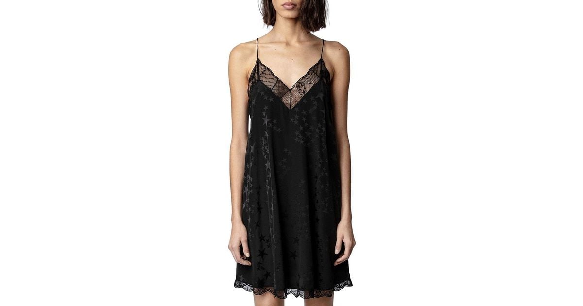 Zadig & Voltaire Ristyz Silk Mini Slip Dress in Black | Lyst