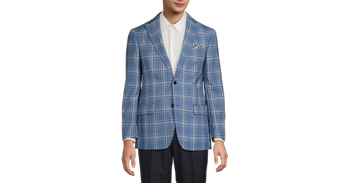 Robert Graham Otto Wool-Blend Plaid Sport Coat in Blue for Men | Lyst