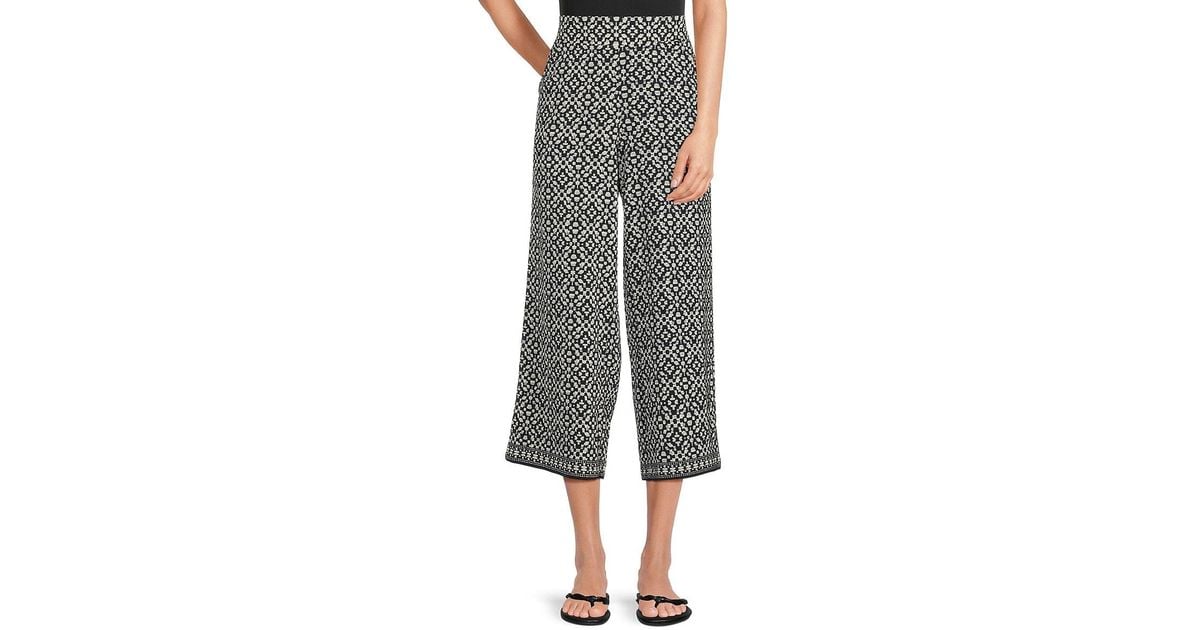 Max Studio Print Cropped Wide Leg Pants in Gray | Lyst