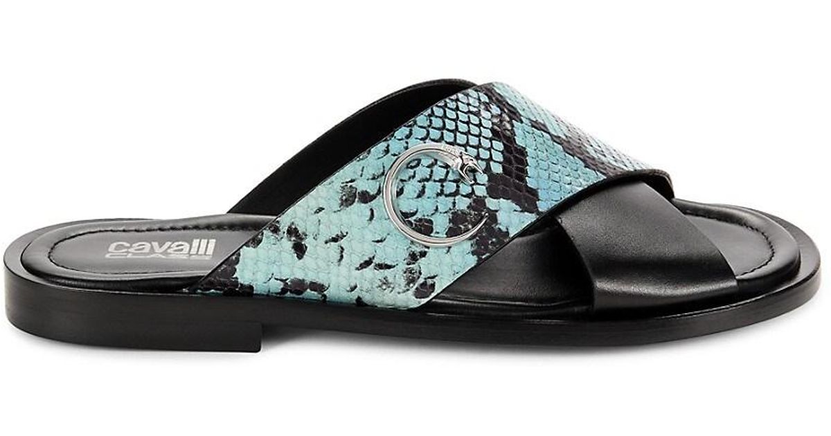 Cavalli Class by Roberto Cavalli Python Embossed Leather Crossover ...