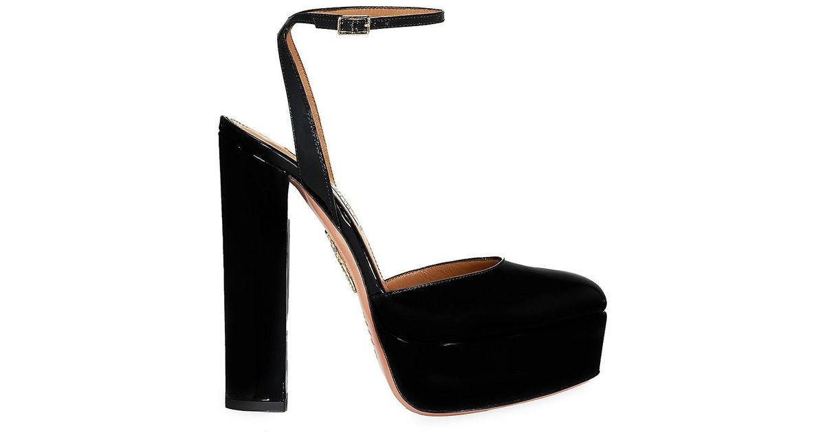 Aquazzura 140Mm So High Patent Leather Platform Pumps in Black | Lyst