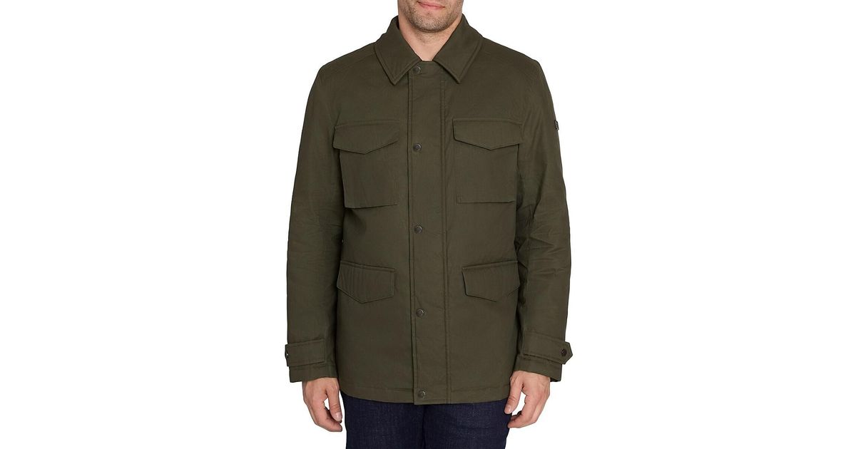Sam Edelman Waxed Cotton Cargo Field Jacket in Green for Men | Lyst