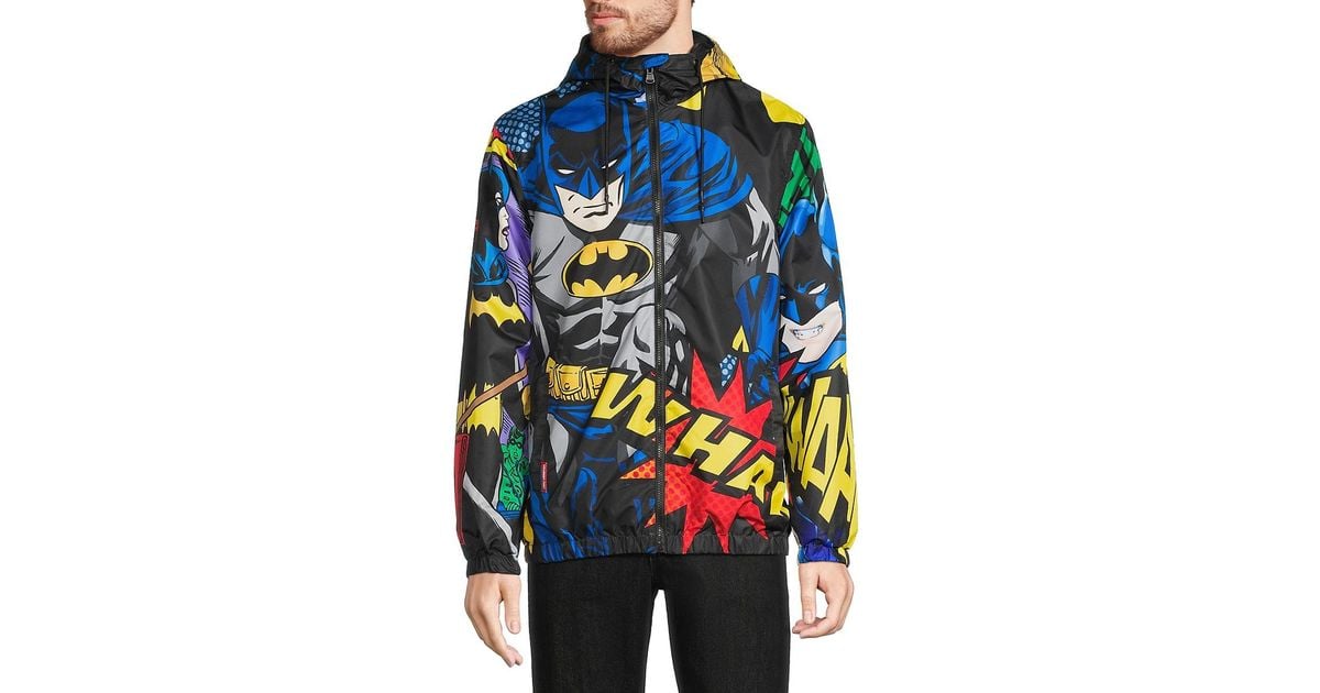 Members Only X Batman Comic Strip Hooded Windbreaker Jacket in Blue for ...