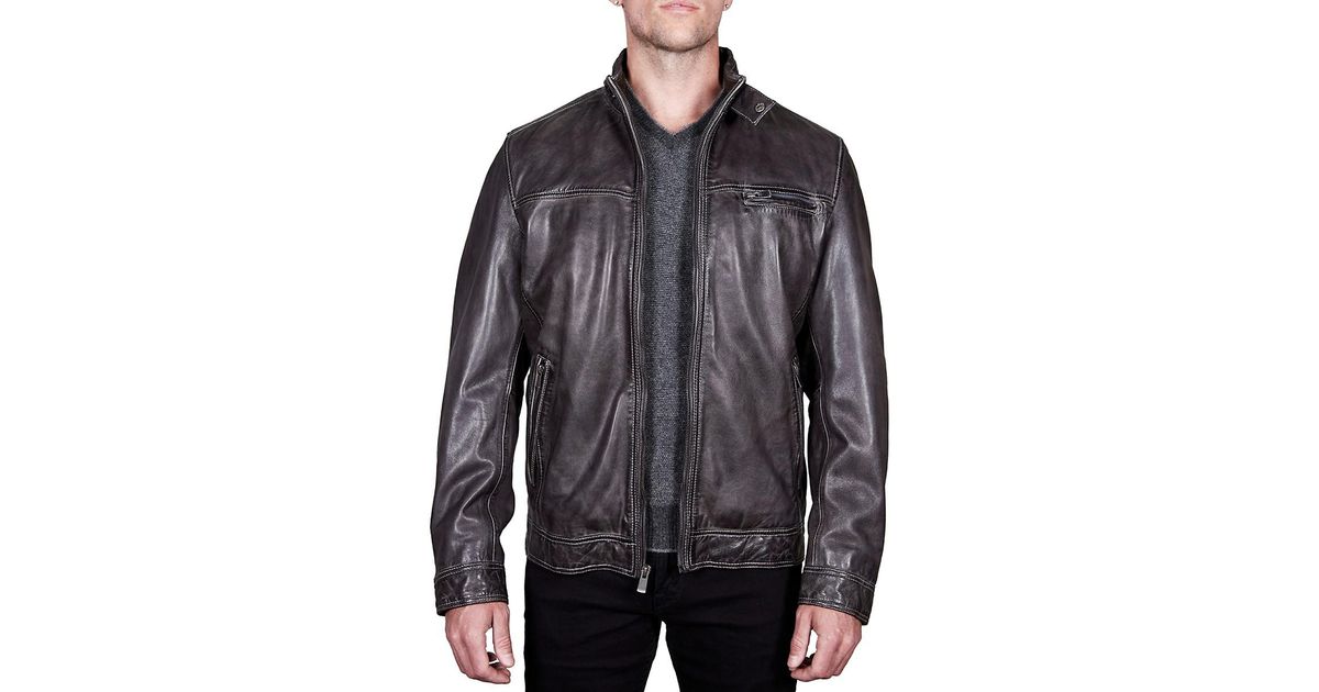 Missoni Leather Racing Jacket in Gray for Men | Lyst