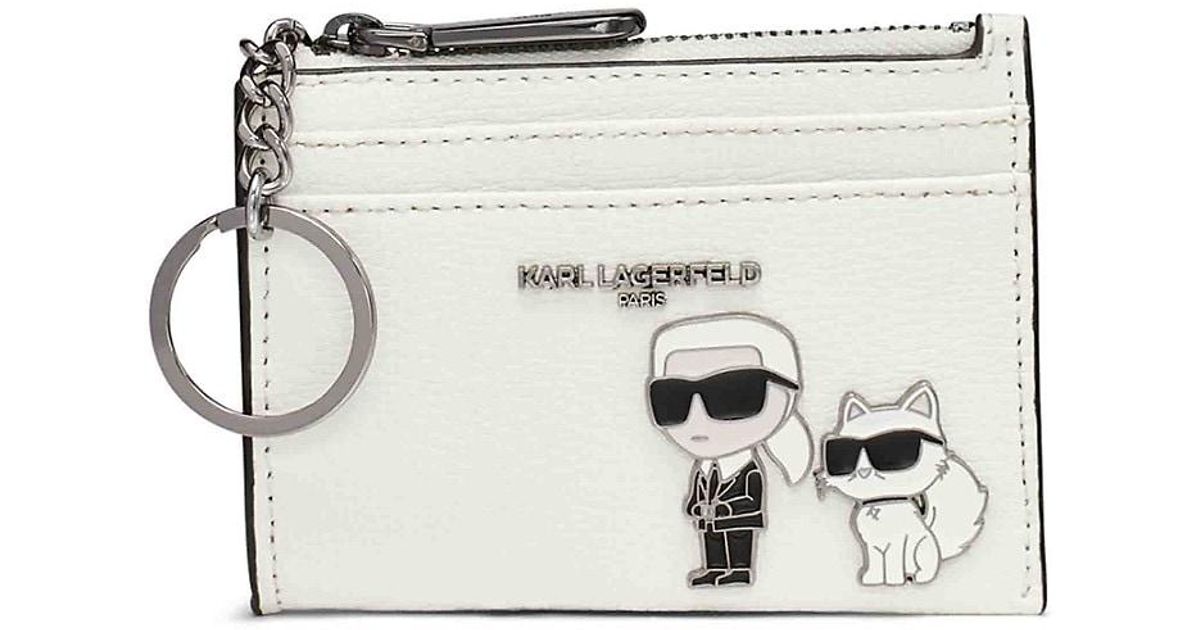 Karl Lagerfeld Karl & Choupette Leather Card Case With Key Ring | Lyst