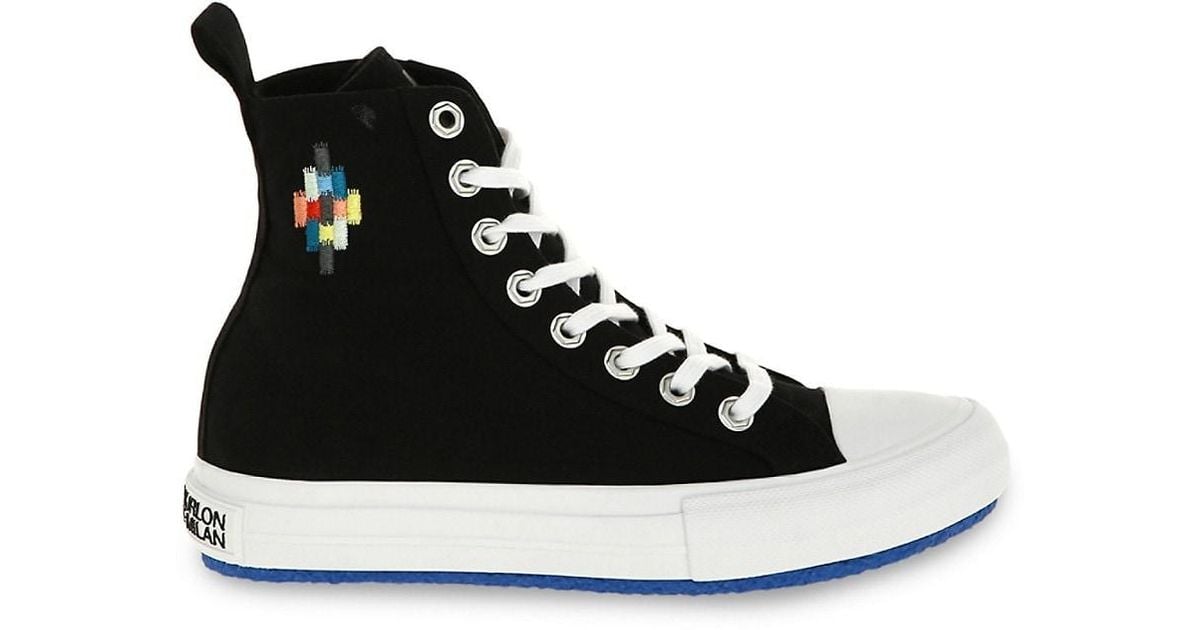 Marcelo Burlon Logo Embroidery High Top Sneakers in Black for Men | Lyst