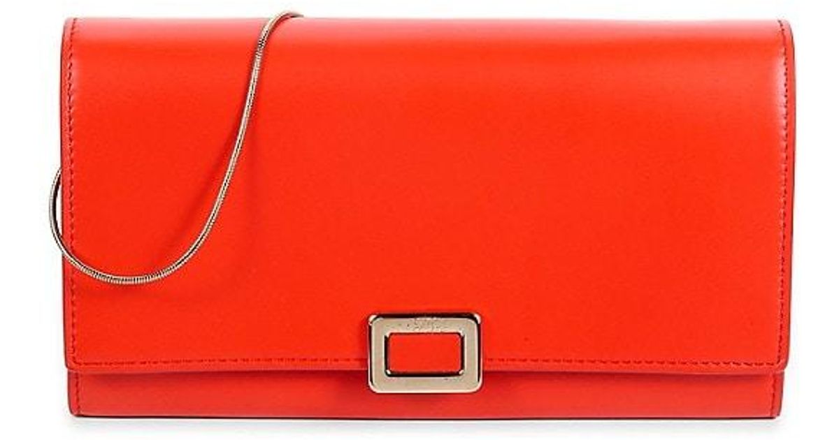 Roger Vivier Mini Leather Wallet On Chain in Red | Lyst