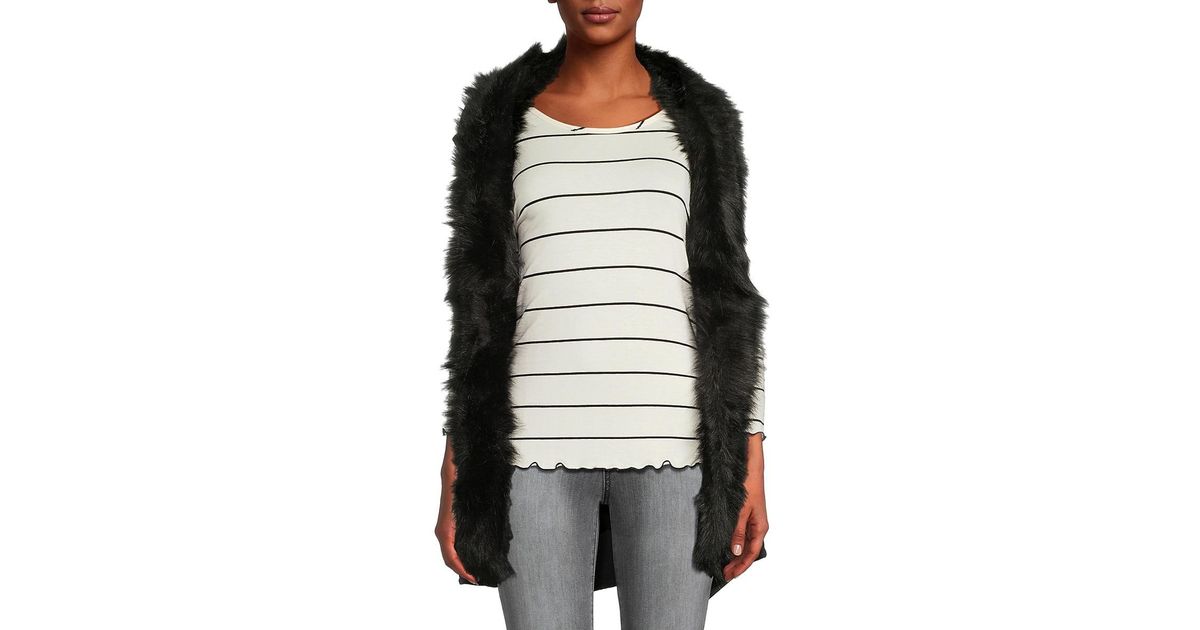 Surell Open Front Faux Fur Jacket in Natural | Lyst