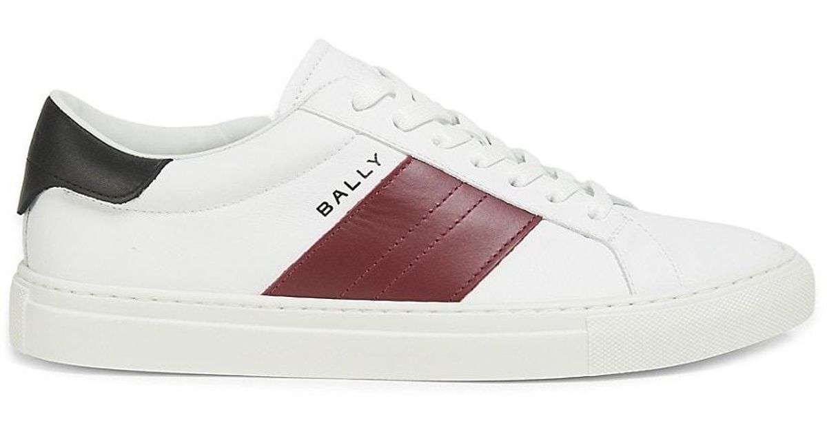 Bally Logo Low-Top Leather Sneakers in Pink for Men | Lyst