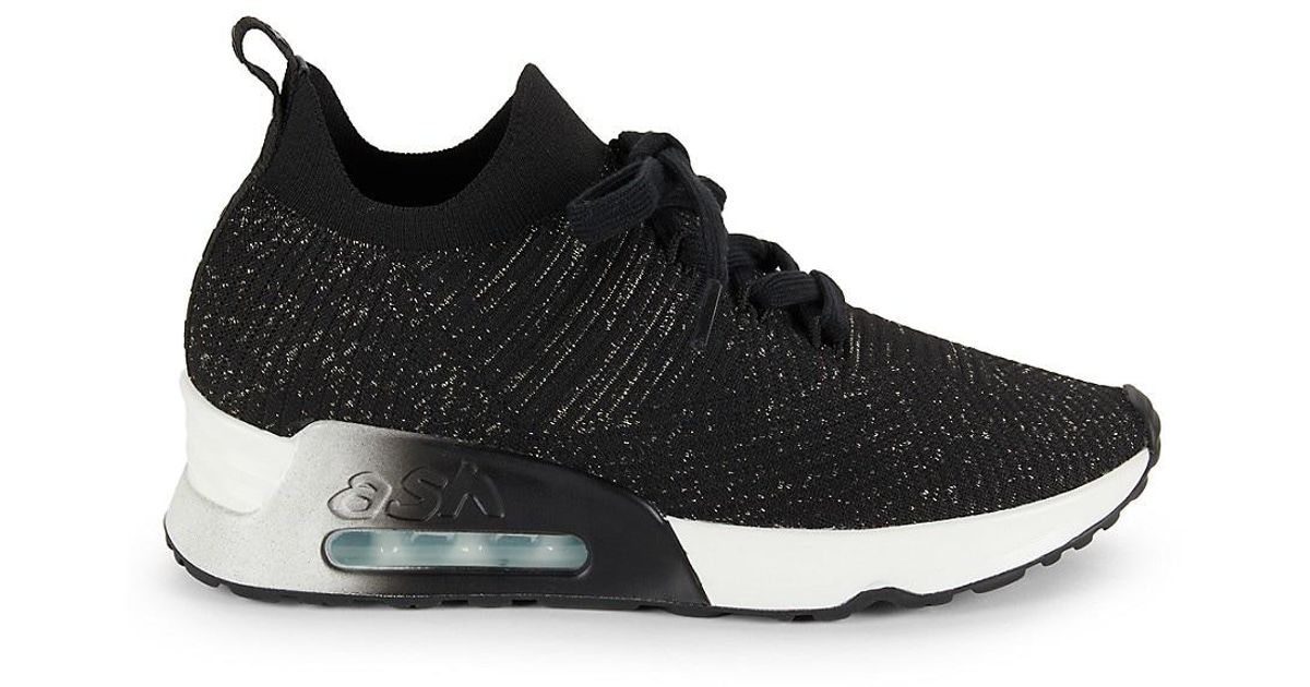 Ash Largo Marled Sock Sneakers in Black | Lyst