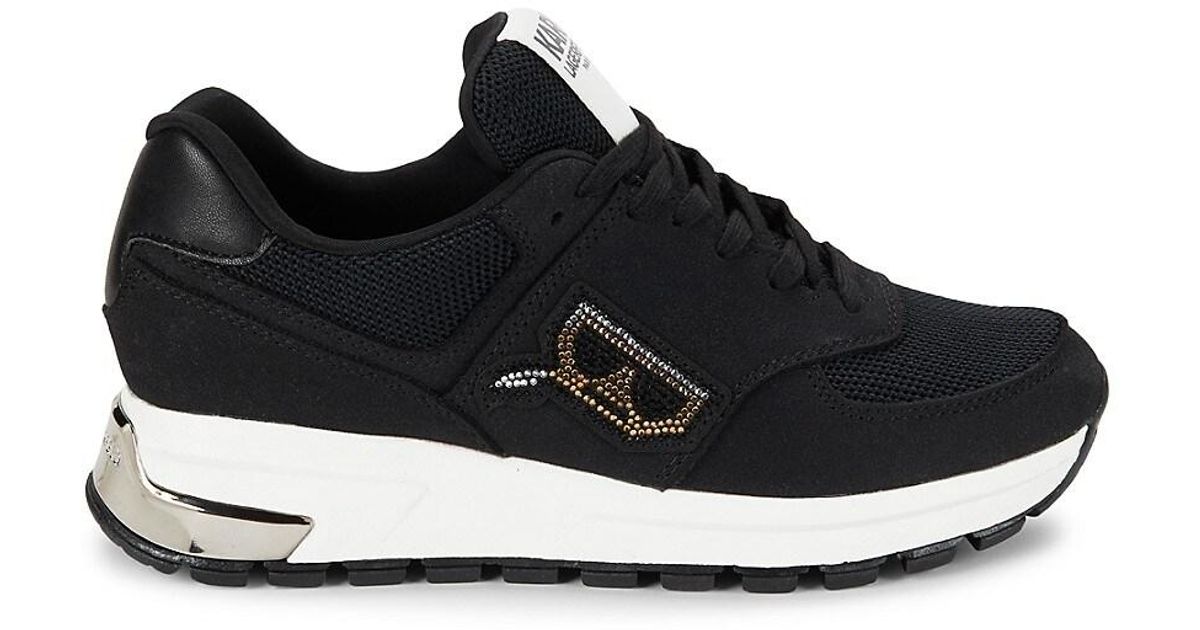 Karl Lagerfeld Mayu Rhinestone Karl Mesh Running Sneakers in Black | Lyst