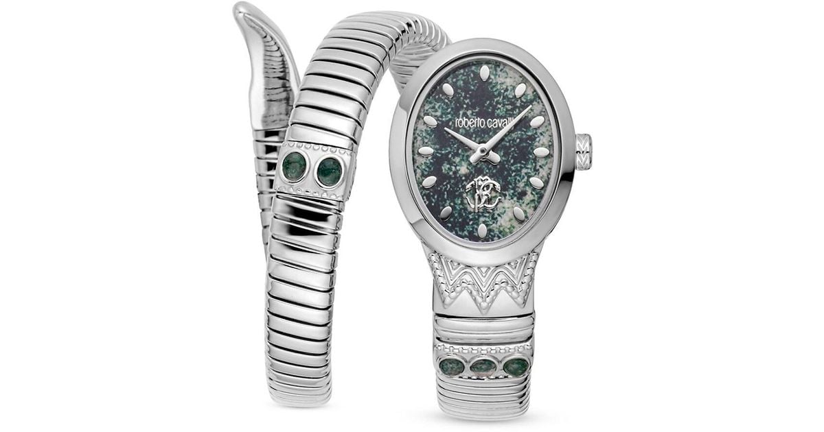 Roberto Cavalli 34Mm Stainless Steel Wrap Around Watch in Gray | Lyst