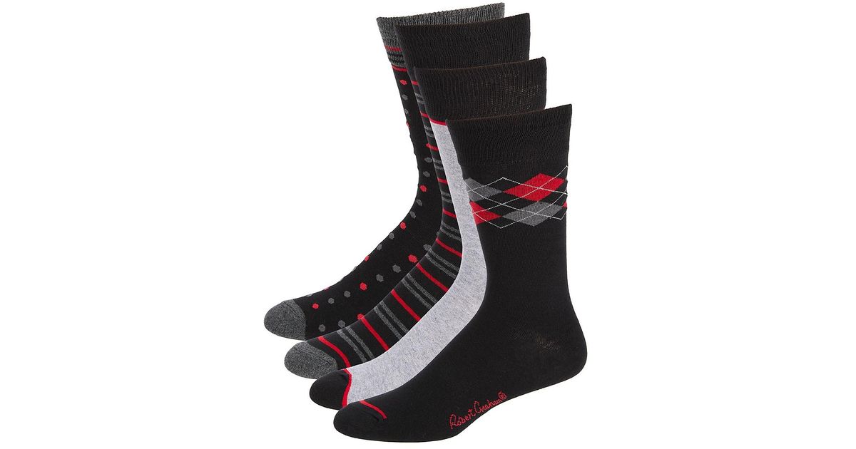 Robert Graham 4-Pack Logo Crew Socks in Black for Men | Lyst