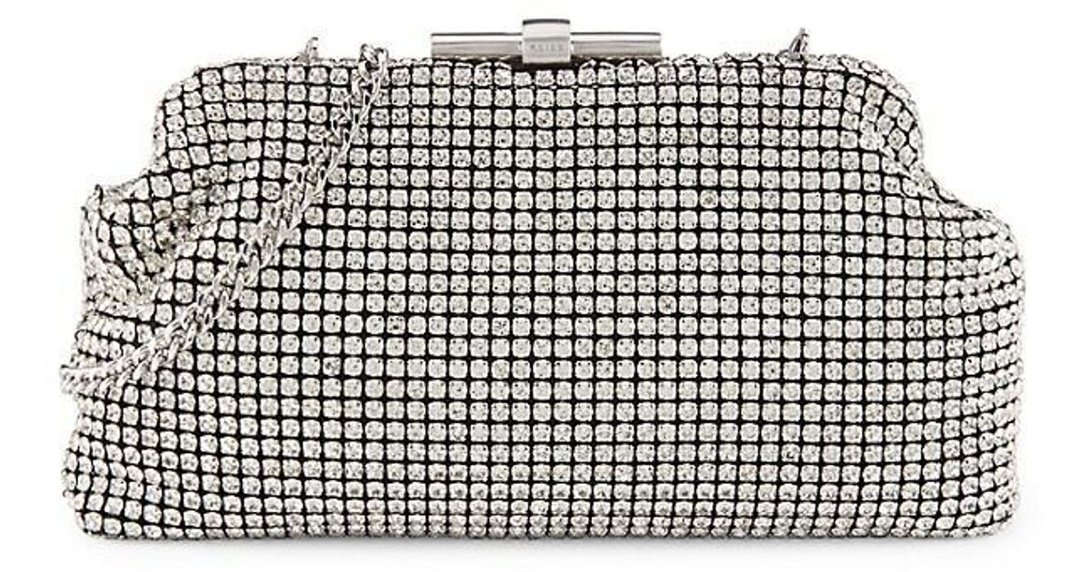 Reiss Adaline Faux Crystal Embellished Clutch in White | Lyst