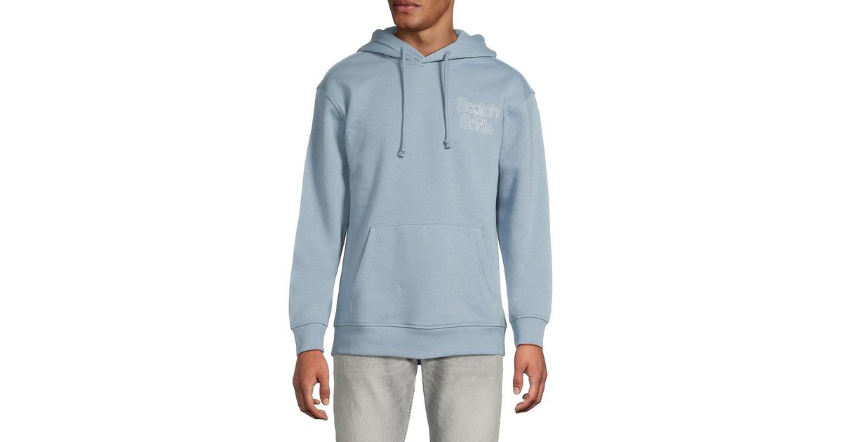 Scotch & Soda Logo Fleece Cotton-Blend Relaxed-Fit Hoodie in Blue for ...