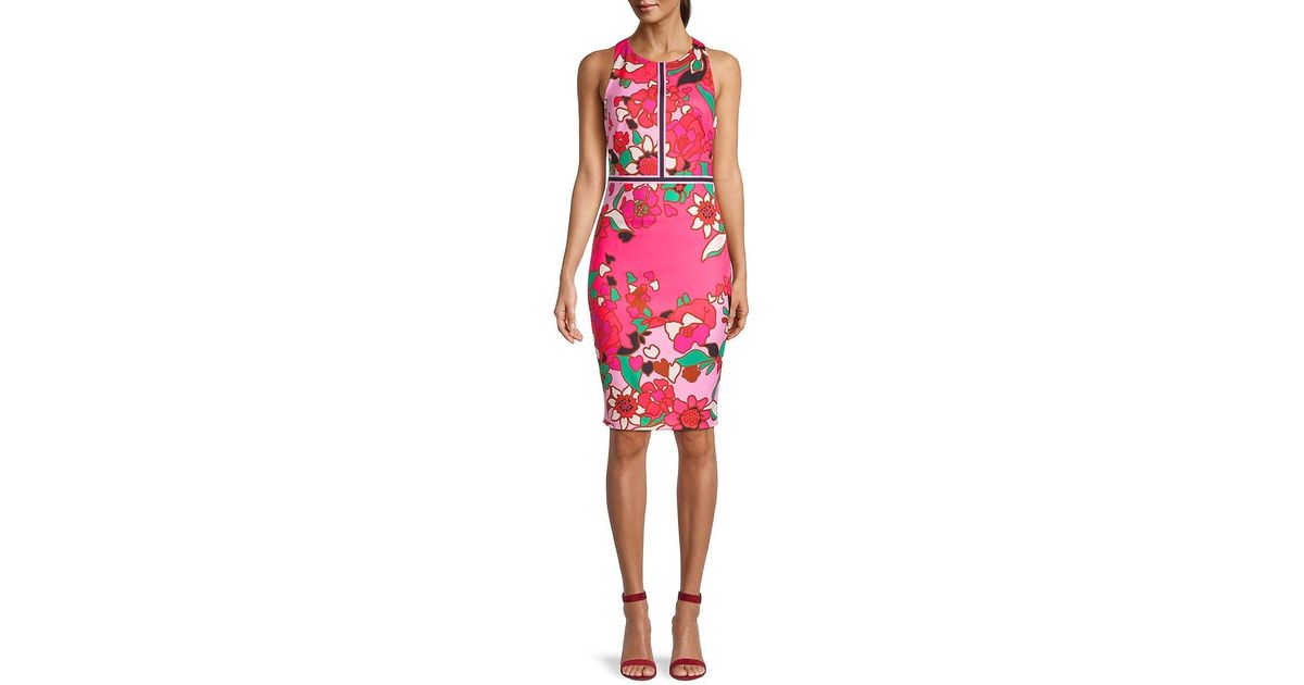 Ted Baker Synthetic Marloww Floral Print Sheath Dress In Pink Lyst