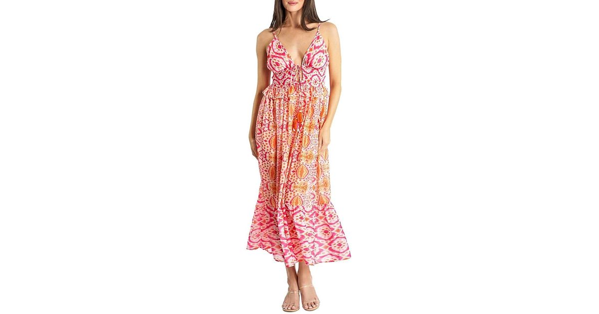 La Moda Clothing Ikat Tiered Midi Dress | Lyst