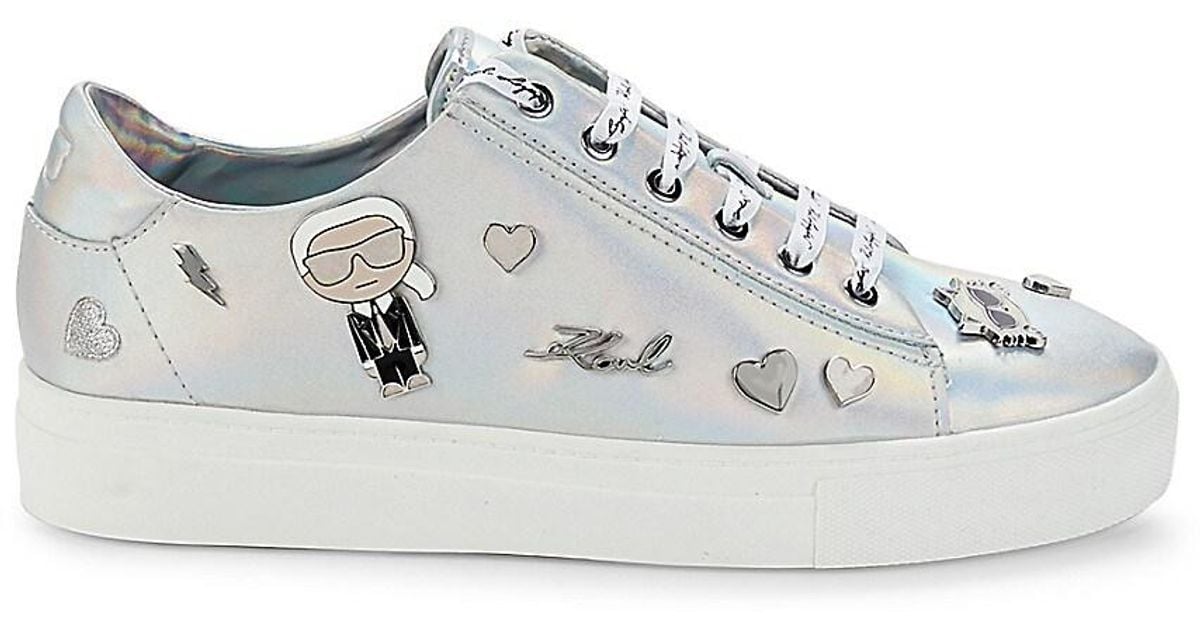 Karl Lagerfeld Cate Pins Logo Lace Sneakers in White | Lyst Australia