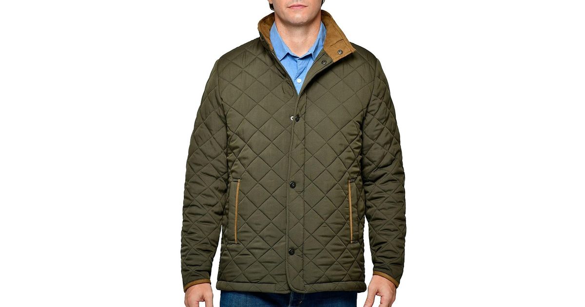 Thermostyles Diamond Quilted Puffer Jacket in Green for Men | Lyst