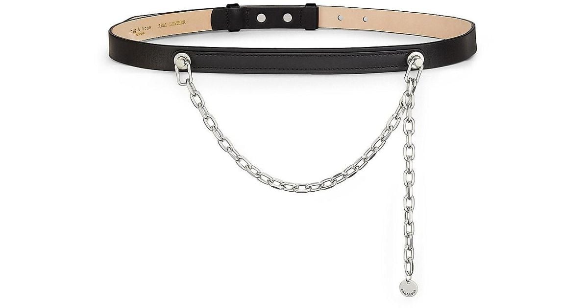 Rag & Bone Mari Leather Chain Belt in Black | Lyst UK