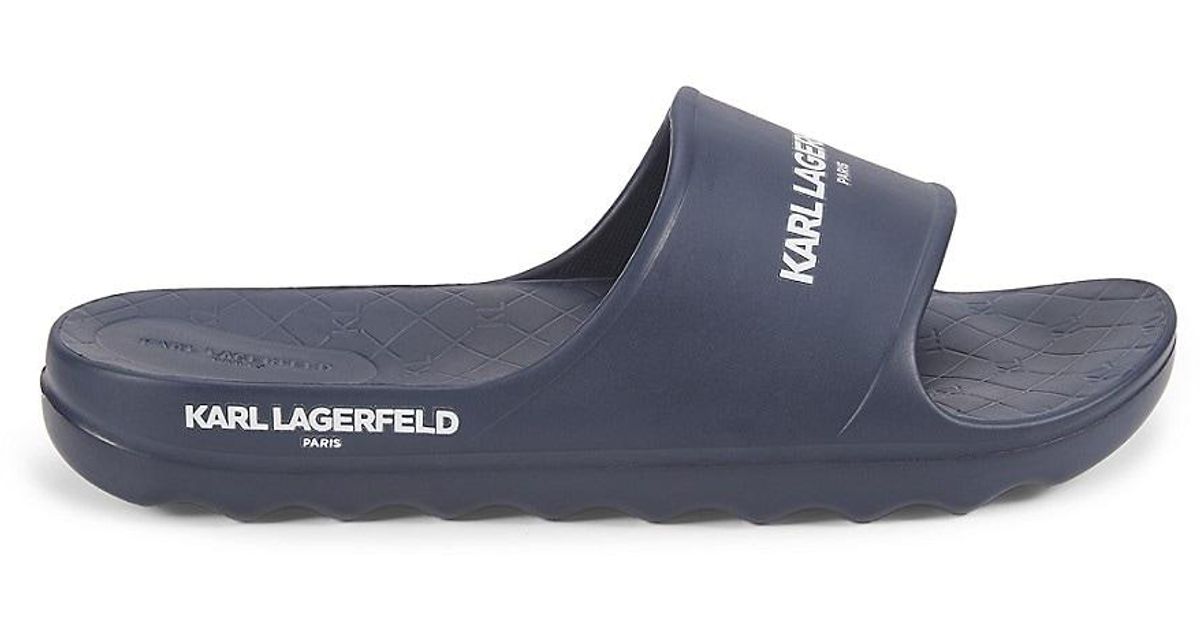 Karl Lagerfeld Logo-Detailed Platform Slide Sandals in Blue for Men ...