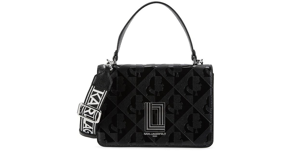 Karl Lagerfeld Simone Logo Satchel in Black | Lyst