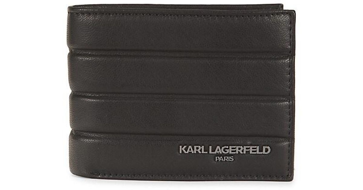 Karl Lagerfeld Logo Leather Bifold Wallet in Black for Men | Lyst