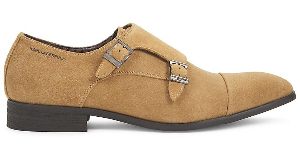 Karl Lagerfeld Suede Monk Shoes in Natural for Men | Lyst