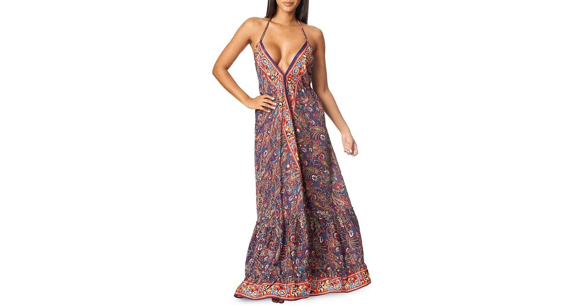 La Moda Clothing Paisley Tiered Maxi Dress in Purple | Lyst
