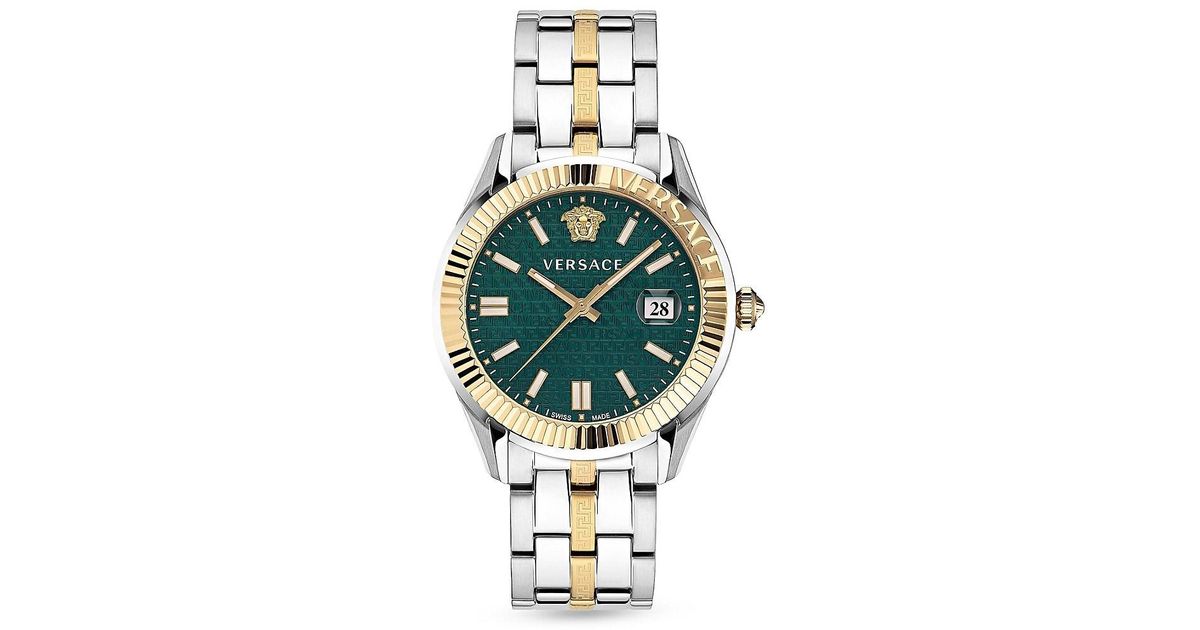 Versace Greca Time Gmt Two-Tone Bracelet Watch/41Mm in Metallic for Men ...