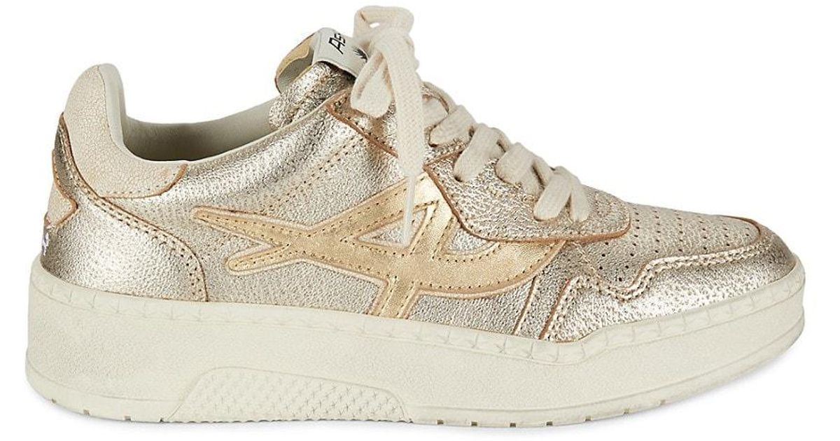 Ash Starlight Metallic Leather Sneakers in Natural | Lyst