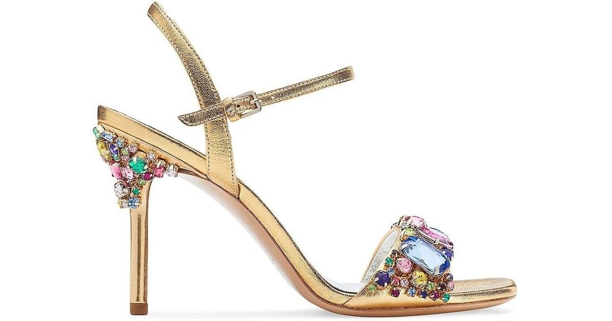 Kate Spade Treasure Embellished Metallic Leather Sandals | Lyst