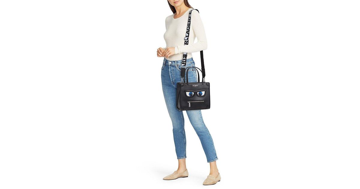 Karl Lagerfeld Maybelle Eyes Mini Satchel in Black | Lyst