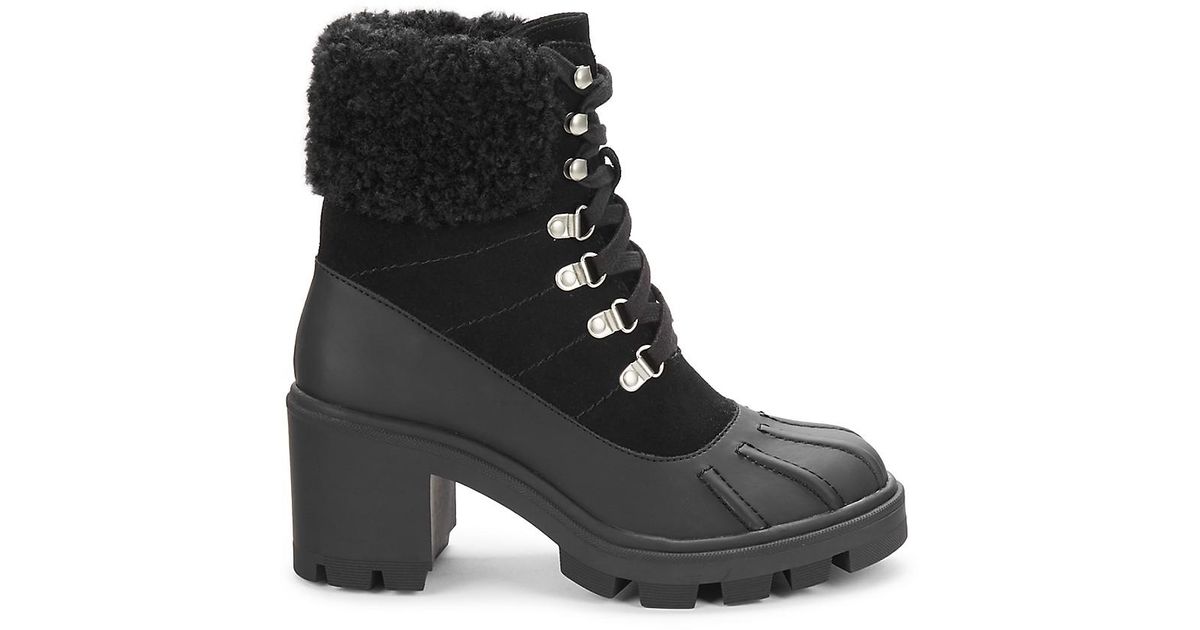Splendid Mikayla Faux Fur Lined And Trim Combat Boots In Black Lyst
